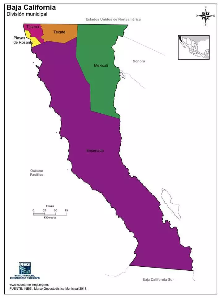 Mapa Baja California se jmény a ze satelitu 10902_3