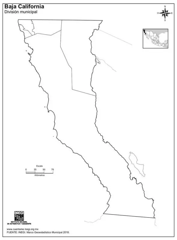 Mapa Baja California se jmény a ze satelitu 10902_4