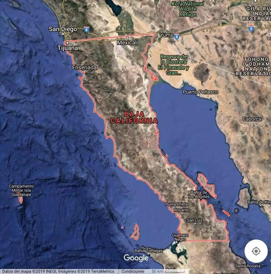 Mapa Baja California se jmény a ze satelitu 10902_5