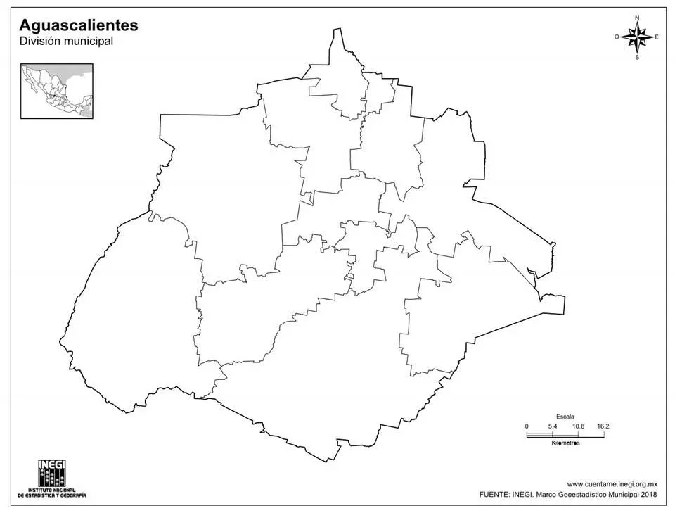 Aguascalientes žemėlapis: palydovas ir su pavadinimais 10903_2