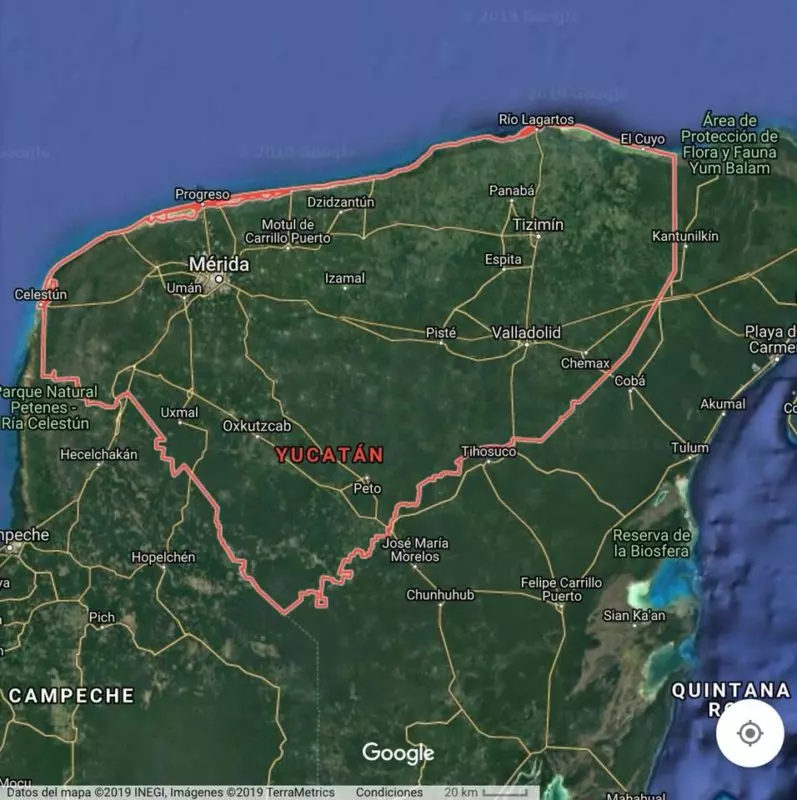Mapa de Yucatán satelital i amb divisió política 14617_4