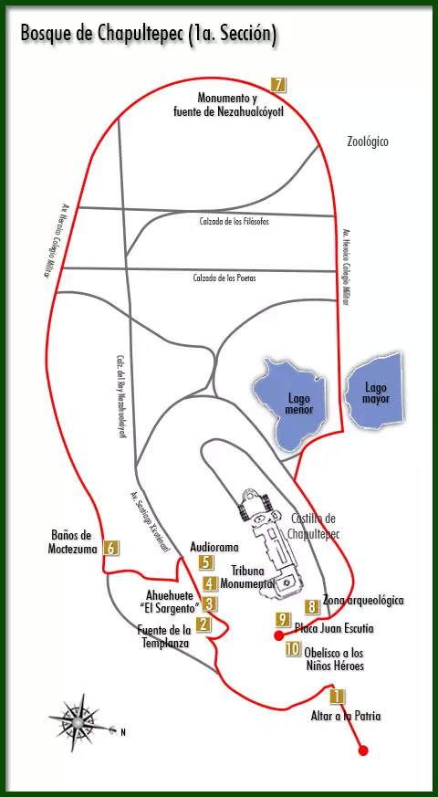 Harta 10 colțuri puțin cunoscute ale Pădurii Chapultepec