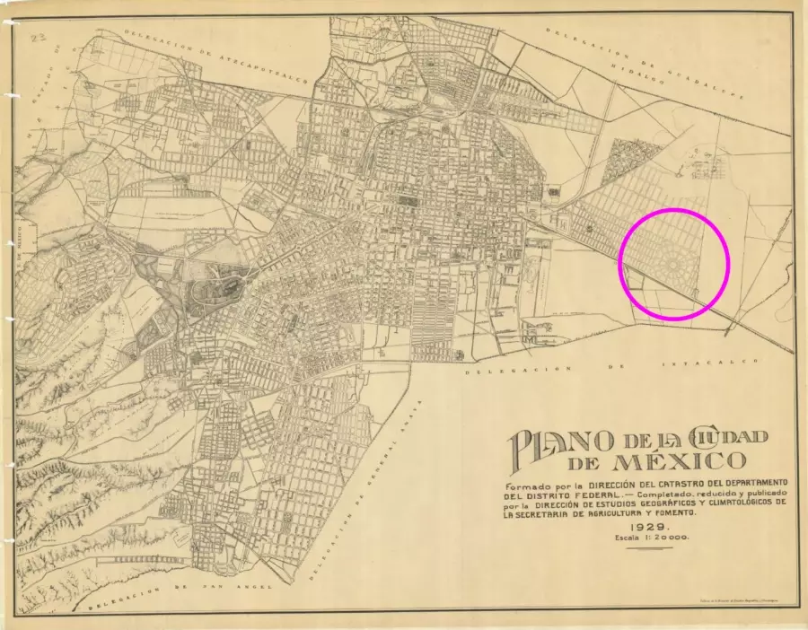 Map o Ddinas Mecsico o 1929.