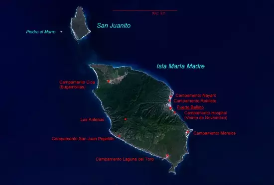 Tolauapiga i María Madre Island.