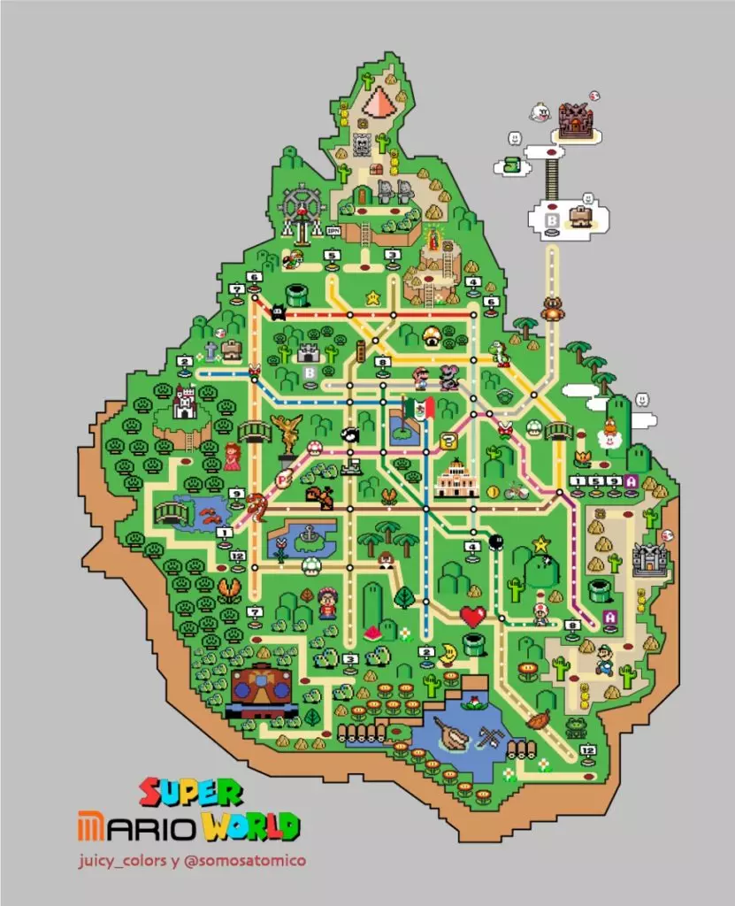 Mapa metra Mexico City inšpirovaná Mario Bros. 24709_2