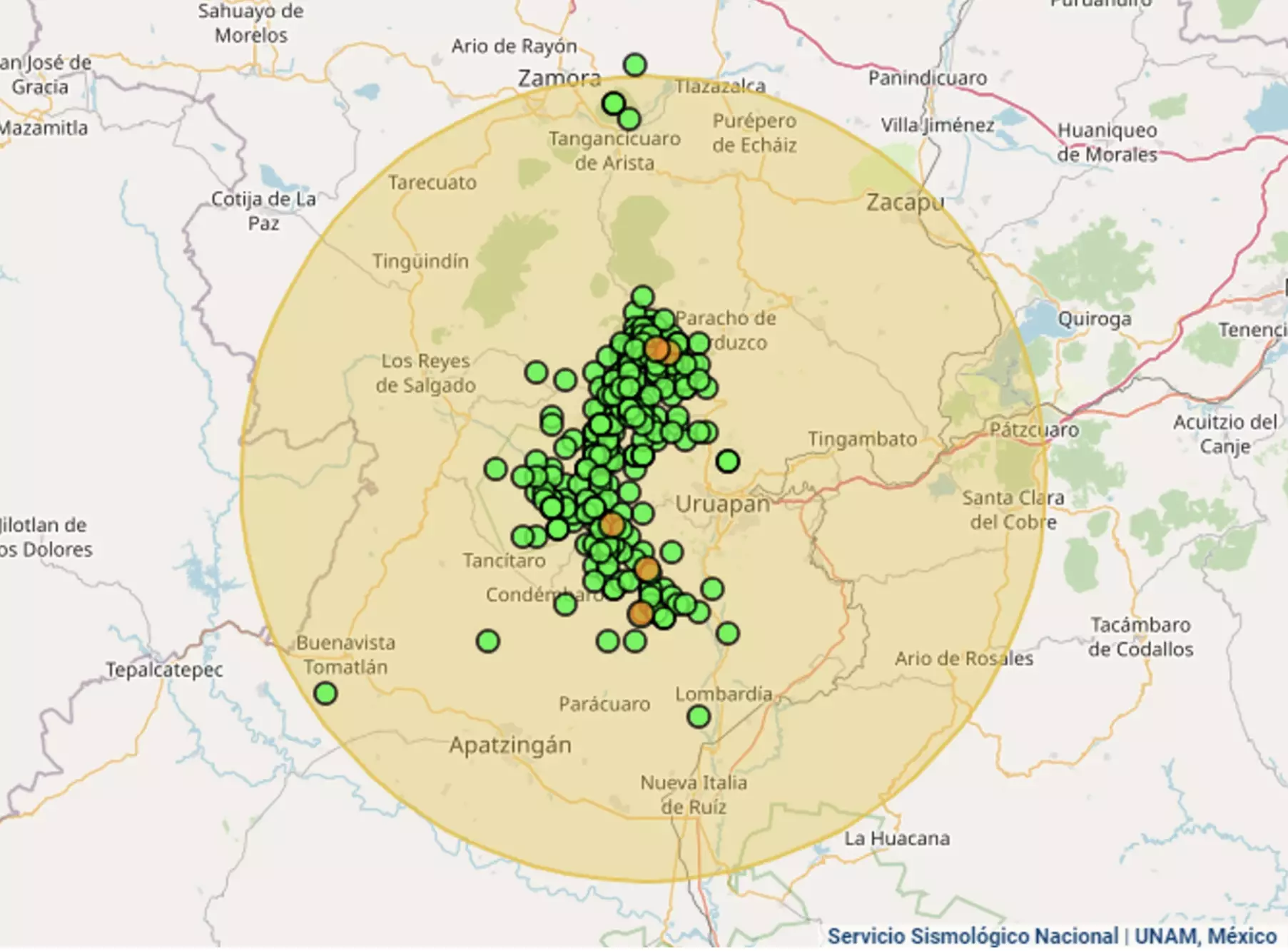 Seismisk sverm i Michoacán