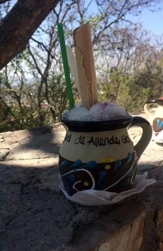 Ngilangi bougainvillea karo milkmaid, pamit apik ing sudut pandang San Miguel