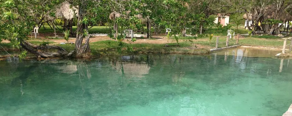 The Bacalar spa with crystal clear waters