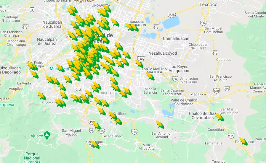 Cal é o mellor? Xa temos un mapa cos postos de esquites e elotes na CDMX