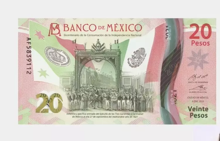 Ang madaugong pagsulod sa Agustín de Iturbide, ang bag-ong imahe sa 20-peso bill