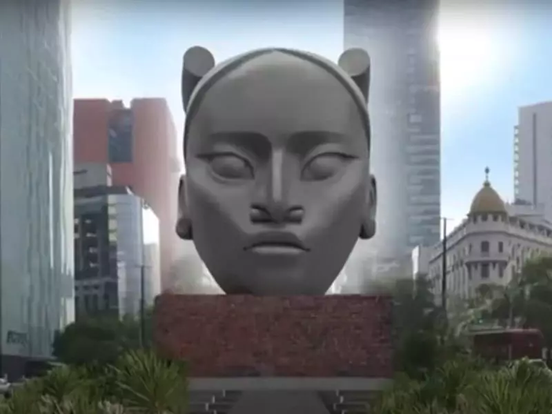 Tlalli, the Olmec head that will replace the statue of Christopher Columbus