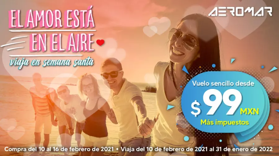 Lanciato da Aeromar L'amore è nell'aria: voli verso 5 spiagge messicane a meno di 100 pesos 41308_2