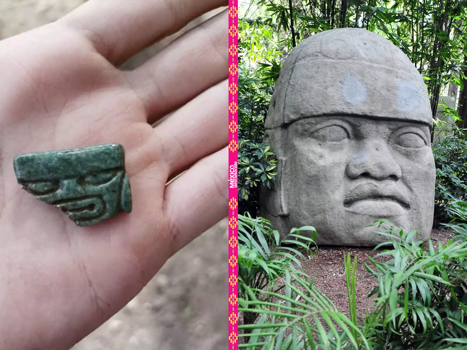 López Obrador menunjukkan penemuan sepotong Olmec di Tabasco