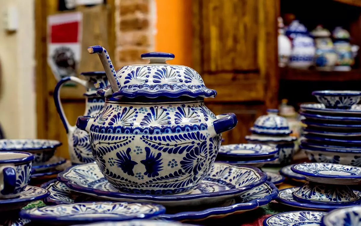 blau en wyt talavera Meksikaanske keuken, tradisjonele ûntwerpen