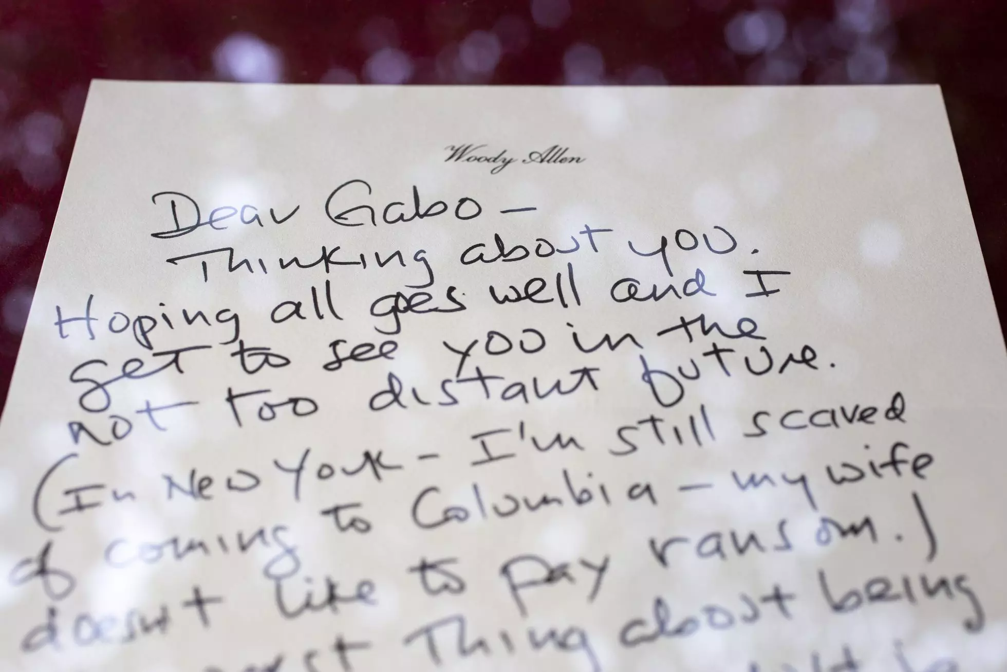 surat terperinci yang Woody Allen tulis kepada garcia marquez