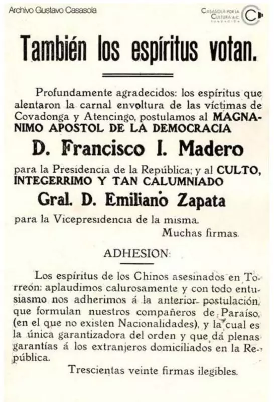 Франциско I Мадероға дауыс беруге арналған кітапша