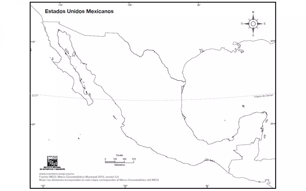 Mappa tal-Messiku mingħajr ismijiet